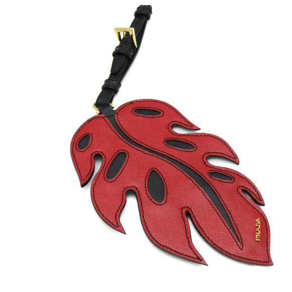 Prada | Accessories | Prada Leather Others Blackred Color Name Tag ...